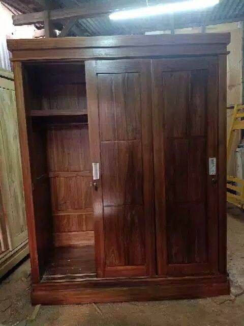Lemari Pakaian Minimalis Pintu Sliding 3 Bahan Kayu Jati | Lazada Indonesia