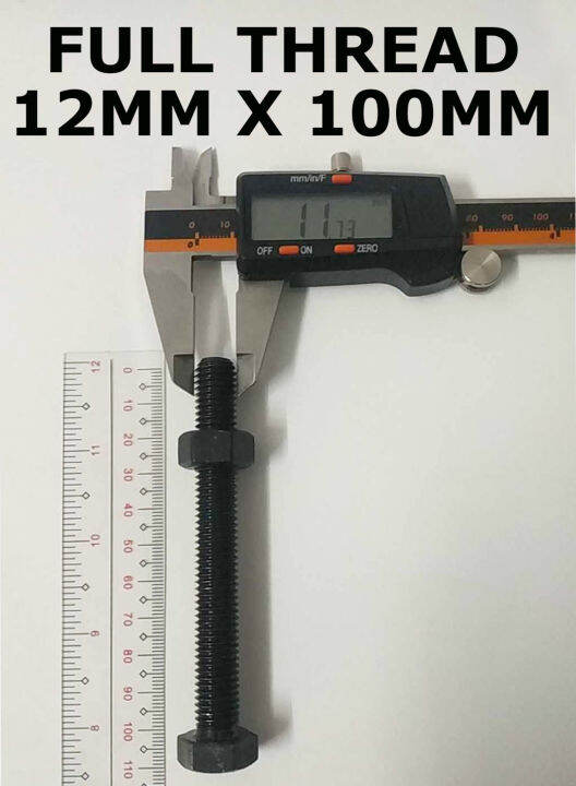 HT BOLT 12MM X 100MM WITH 1 PIECE NUT HI TENSILE FULL THREAD ...
