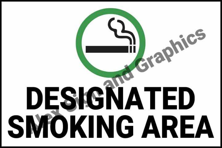 Designated Smoking Area PVC Signage (white) - A4 Size (7.5 x 11.25 ...