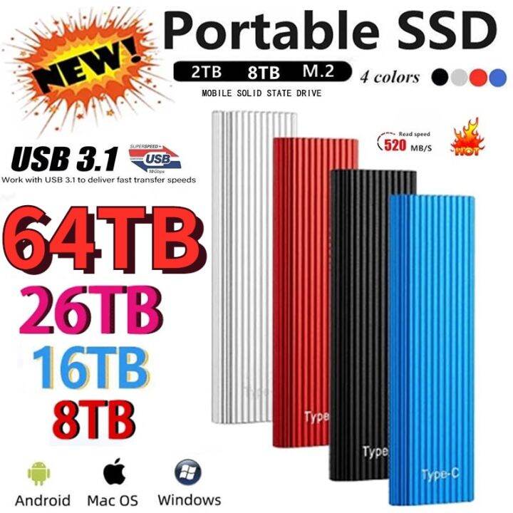 SSD พกพา HDD ภายนอกแฟลชไดร์ฟ2TB 4TB 8TB HD ฮาร์ดดิสก์ภายนอก USB3.0ตกแต่งที่เก็บข้อมูลสำหรับ ...