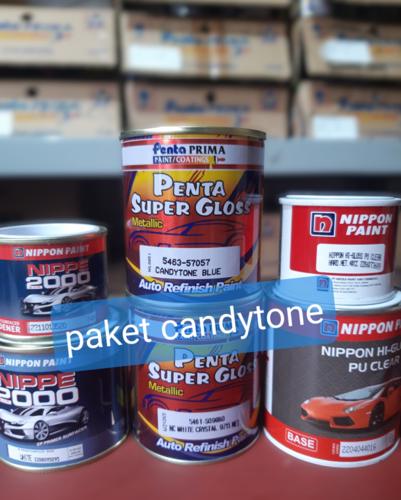 cat paket lengkap penta super gloss candytone biru merah hitam dll ...