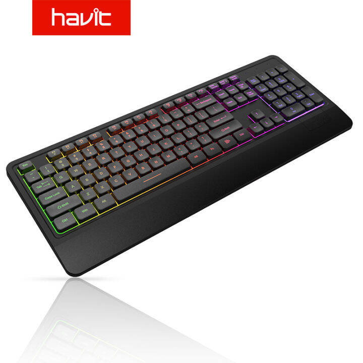 Havit USB Quiet Backlit Computer Keyboard LED Gaming Keyboards Wrist ...