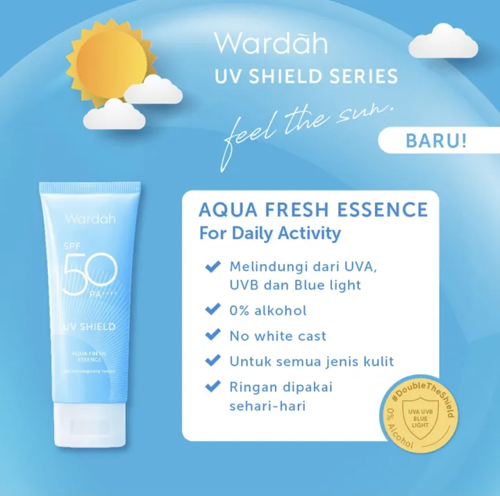 WARDAH UV Shield SPF 50 Aqua Fresh Essence / Wardah Sunscreen biru ...