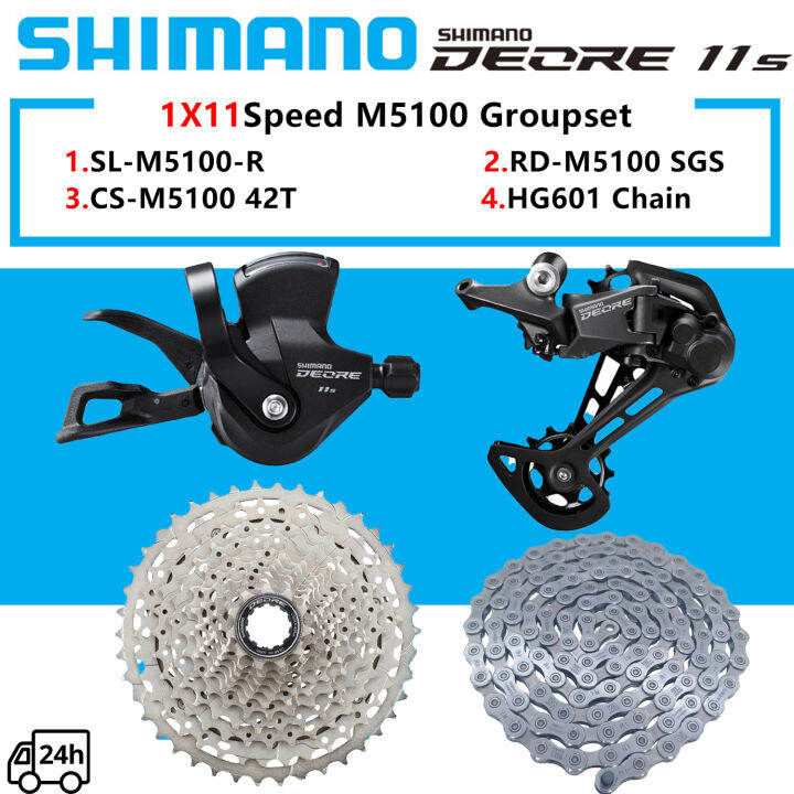 SHIMANO DEORE M5100 11 Speed Groupset 1X11 M5100 Shifter Lever Rear Dearilleur Long Cage SGS ...