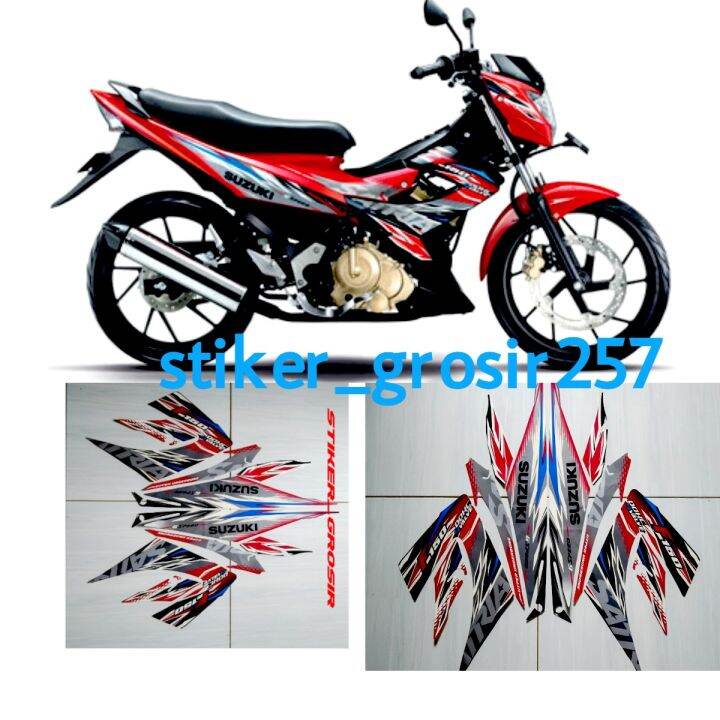 STIKER STRIPING LIS BODY SATRIA FU F150 FACELIFT 2013 2014 WARNA MERAH ...