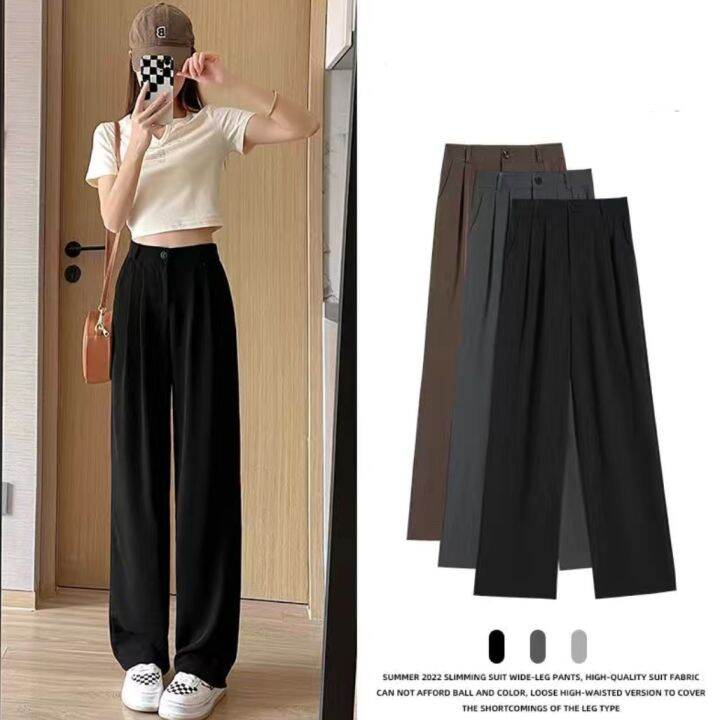 XJXJ.SHOP🤎กางเกงขายาวผ้าดับเบิ้ลริซกระบอกผ้าเทพรียว 996 | Lazada.co.th