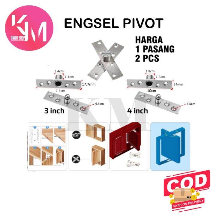 Engsel Pivot Pintu 4" Isi (12 set)... Stainless Steel. Kwalitas ...