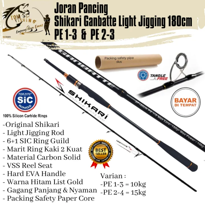 Joran Pancing Shikari Ganbatte Light Jigging 180cm (10kg / 15kg) Carbon ...
