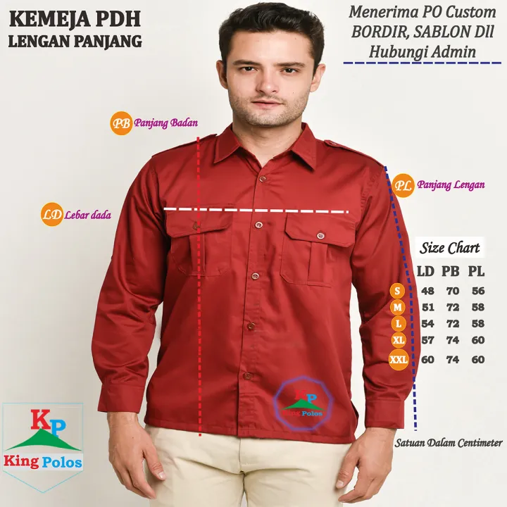 KEMEJA FORMAL PDH/PNS/ASN/PILOT/SATPAM Warna MAROON | KEMEJA KERJA ...