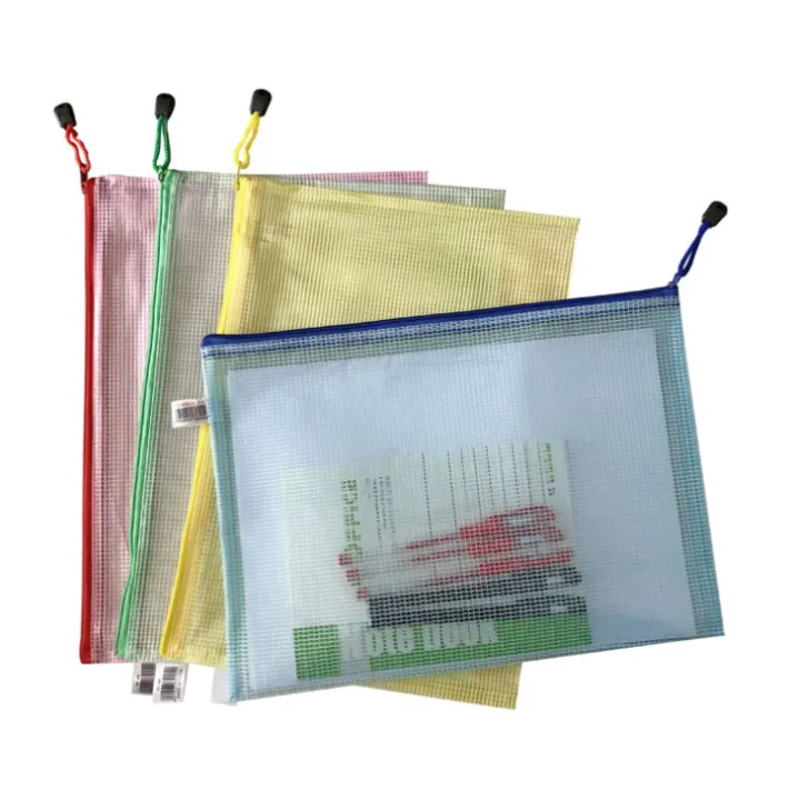 Waterproof Document Bag Mesh Transparent Zipper Bag PVC Storage File ...