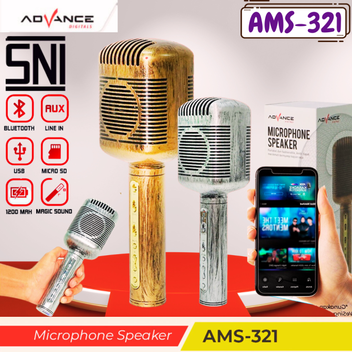 Advance Microphone Bluetooth AMS-321 Speaker Mic Extra Bass Mode Mic ...