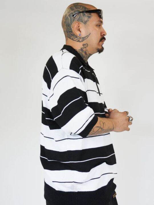 Chicano West Coast Chicano Mexican hip hop loose plus size knit striped ...