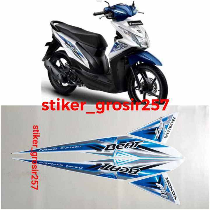 STICKER SET STRIPING LIST MOTOR BEAT FI 2014 2015 WARNA PUTIH BIRU ...