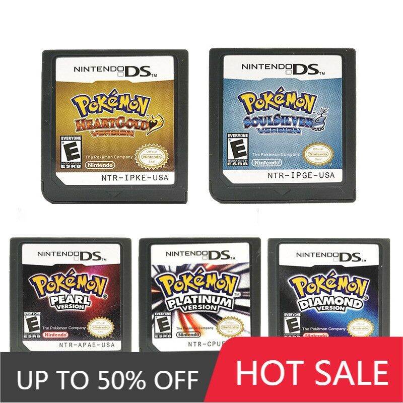 4 Languages Pokemon NDS Game Cards 3DS NDSi Pokemon Gold Heart Silver Soul White Gold Pearl ...