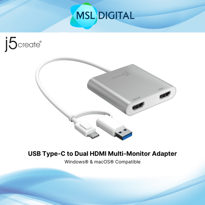 J5create Usb Type C To Dual Hdmi Multi Monitor Adapter Jca365 Lazada