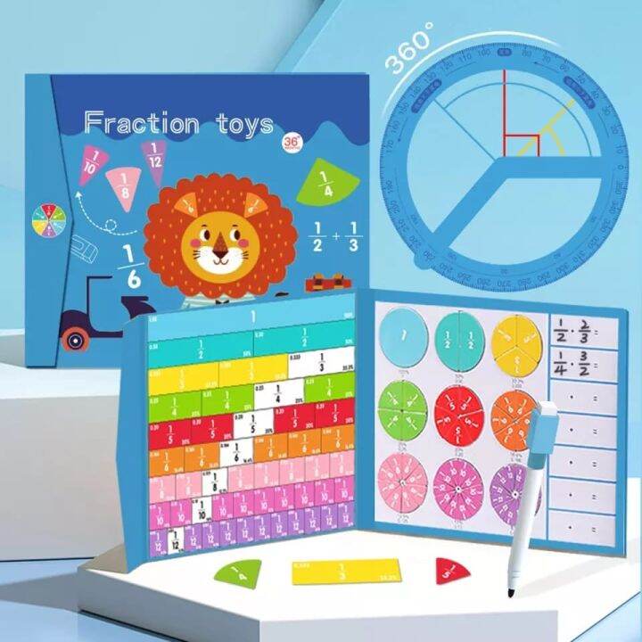 Montessori Learning Math Fraction Tiles Arithmetic Teaching Aids ...