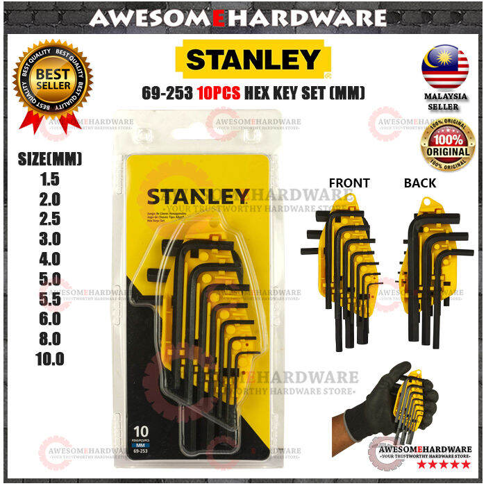 (ORIGINAL) STANLEY 69-253 69253 10PCS HEX KEY SET ALLEN KEY SET IN MM ...