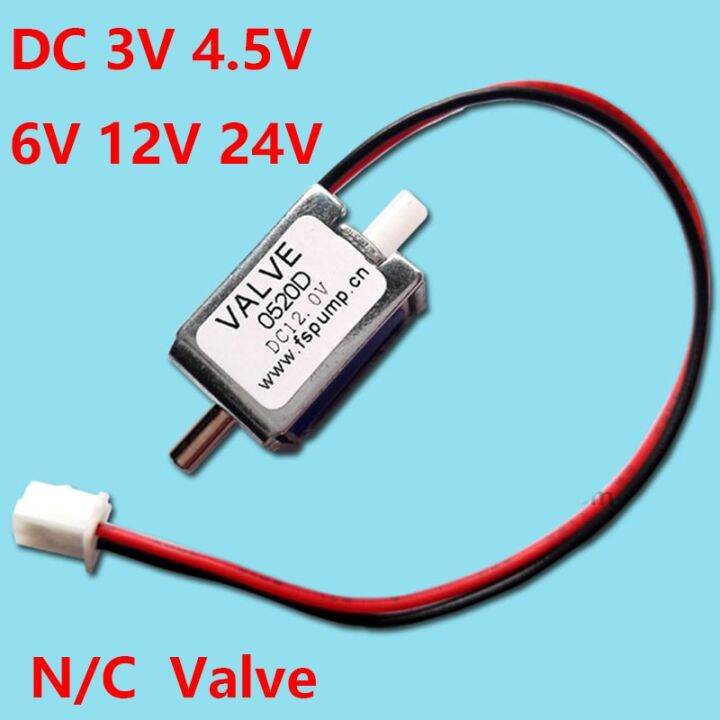 0520D Small Mini Electric Solenoid Valve DC 3V 4.5V 6V 12V 24V N/C Normally Closed Air Valve ...