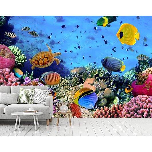 wallbaner/banner 3D WALLPAPER CUSTOM ikan ikan laut 04 | Lazada Indonesia