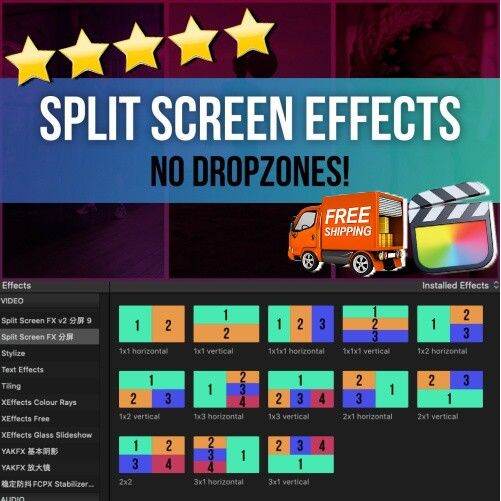 Split Screen Effects Kit Final Cut Pro X FCPX FCP plugin effects effect ...