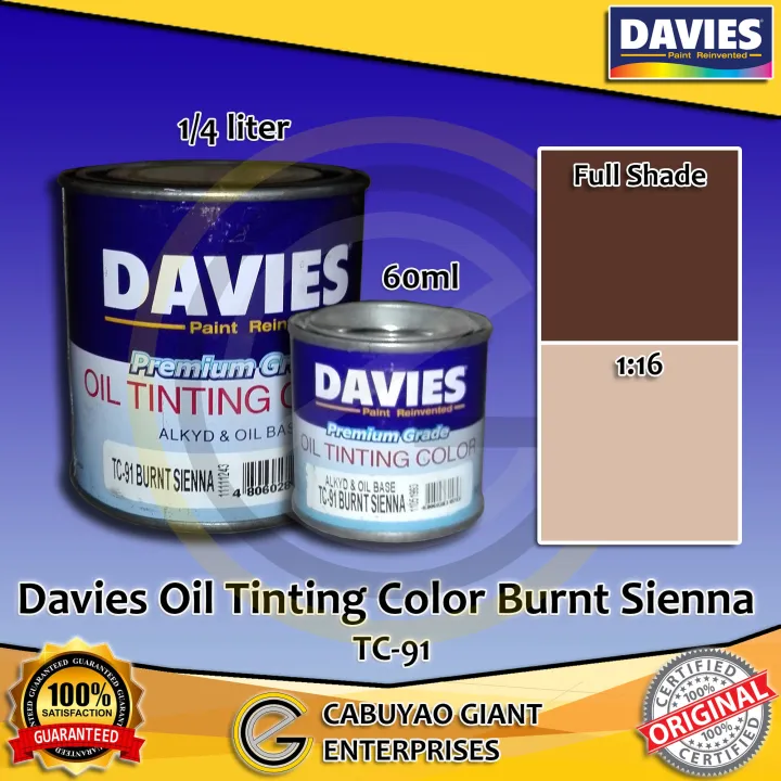 Davies Oil Tinting Color Alkyd and Oil Base TC-91 Burnt Sienna [ 1/4 ...