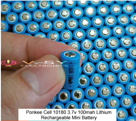 Ponkee Cell 10180 3.7v 100mah Rechargeable Mini Lithium Cylindrical ...