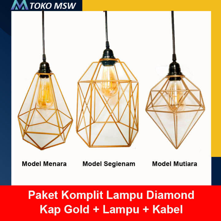 Lampu Diamond Gold Lampu Gantung Hias Fitting Jerman E27 Berbagai Model ...