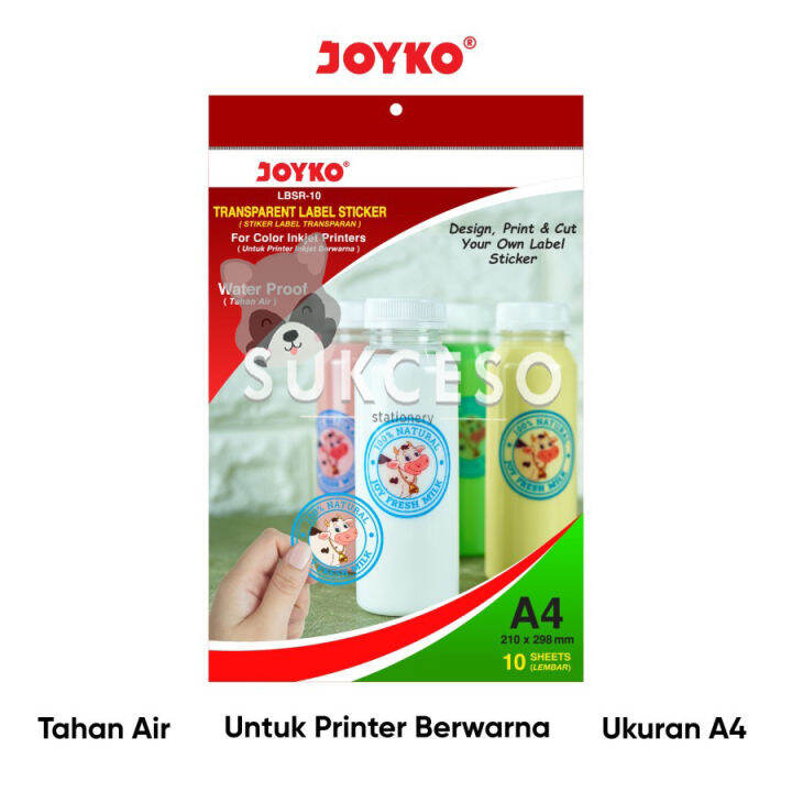 Joyko Kertas Sticker Label Transparan LBSR-10 Transparent Waterproof ...