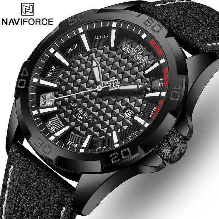 NAVIFORCE ยอดนิยมแบรนด์หรูผู้ชายธุรกิจแฟชั่นนาฬิกากันน้ำควอตซ์หนังวง ...