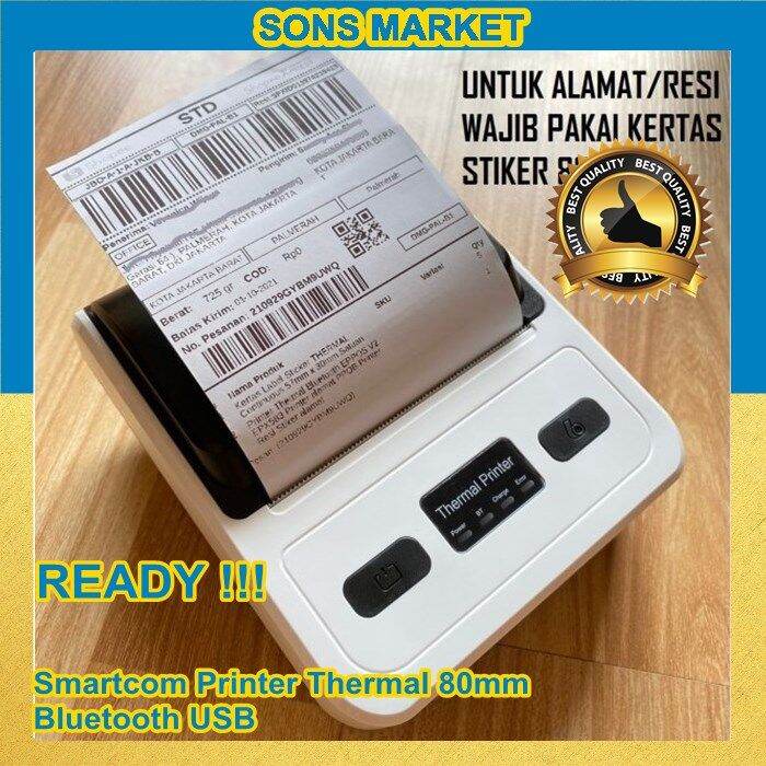 Smartcom Printer Thermal 80mm Bluetooth USB Printer Resi Alamat Struk | Lazada Indonesia