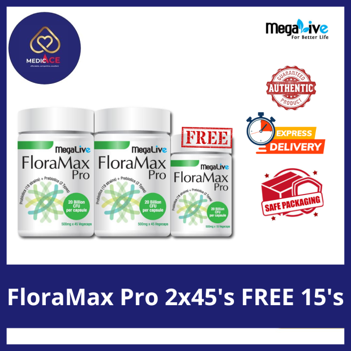 MegaLive FloraMax Pro 500mg Vegecaps 2x45's FREE 15's (Exp: 12/2024 ...