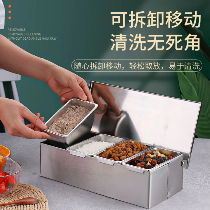 Stainless steel seasoning box seasoning flip storage box ice powder ...