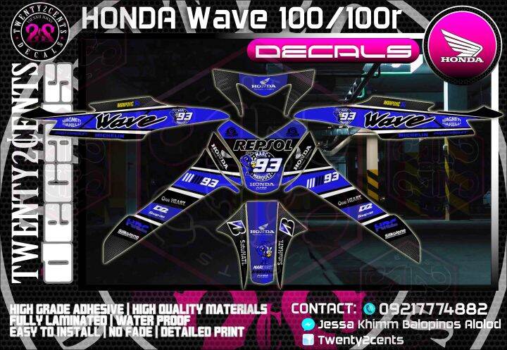 honda wave 100r / 100 decals / sticker repsol | Lazada PH