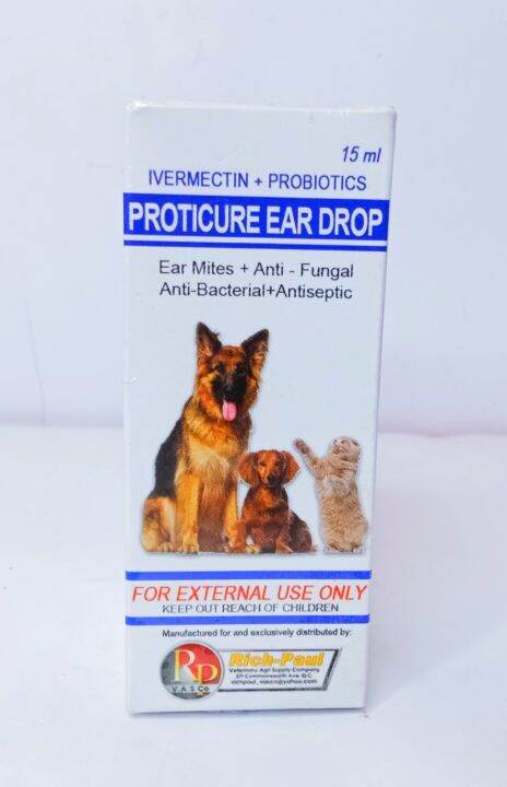 [VET SUPPORT] Proticure Ear Drop 15ml for Dog and Cat Ear Mites, Anti ...