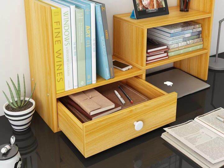 Small Desk Bookshelf Bookcase Office Storage Rack Simple Desktop ...