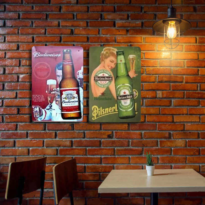 Heineken & Budweiser Rustic Vintage Metal Tin Plate Wall Decor 30x20 cm ...