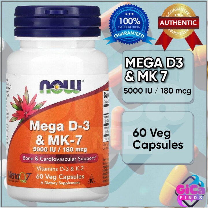 NOW Foods, Mega D-3 & MK-7, 180 mcg (5,000 IU), 60 Veg Capsules | Lazada PH