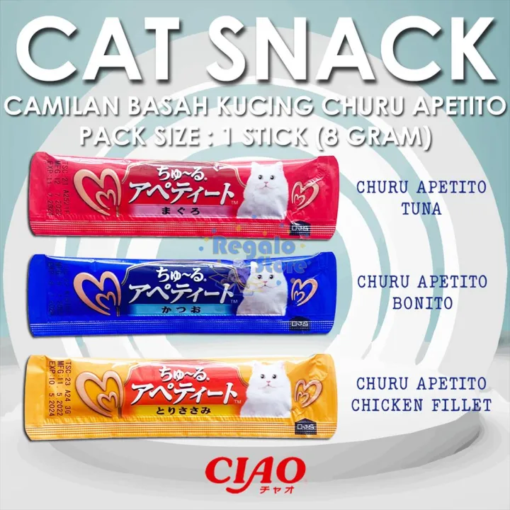 SNACK KUCING LIQUID CIAO CHURU APETITO TUNA BONITO CHICKEN SATUAN 8 GR | Lazada Indonesia