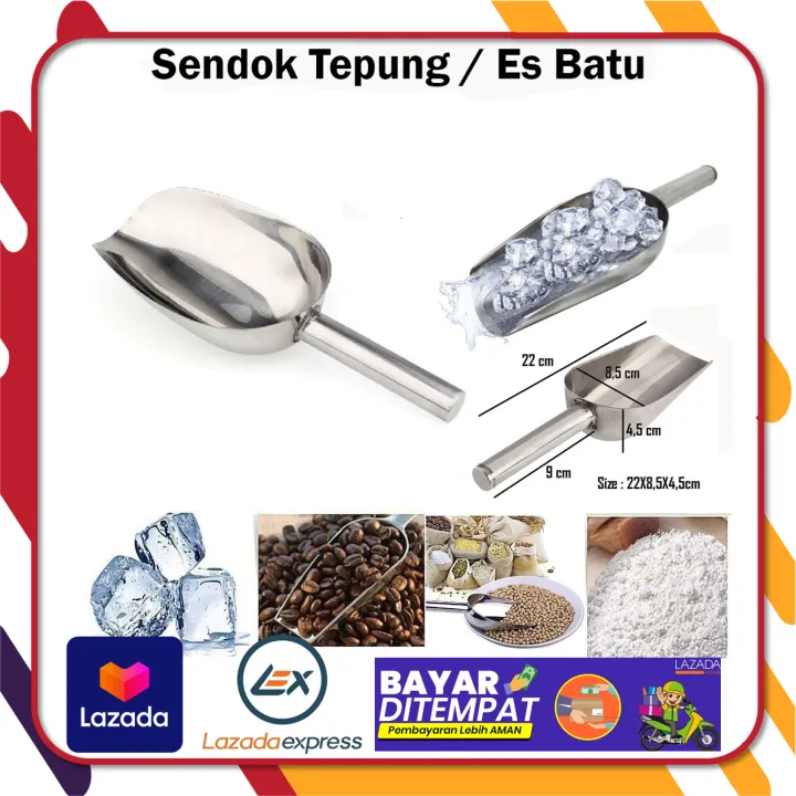 Serok Es Batu Stainless / Sendok Sekop Tepung Stenlis | Lazada Indonesia