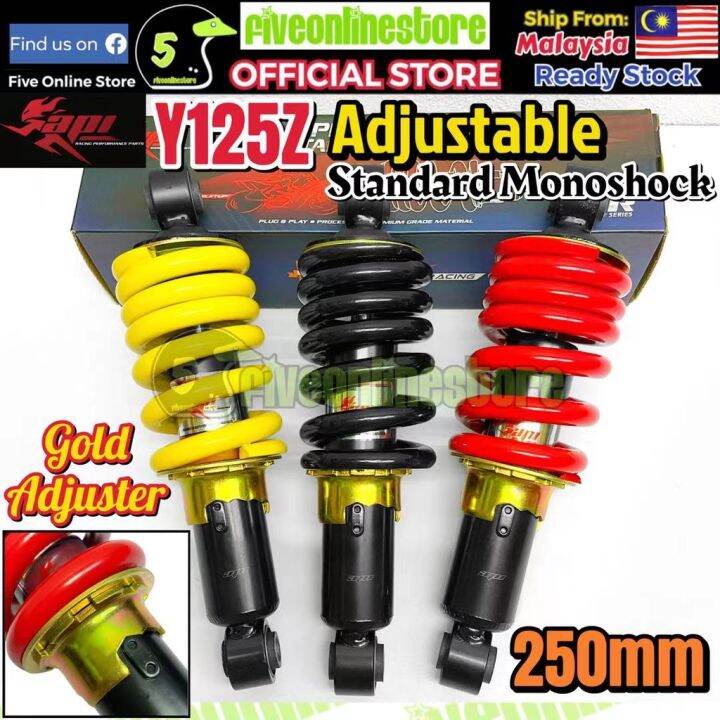 Yamaha Y125 Y125Z 250MM Monoshock Y125ZR 125Z 125ZR API Racing Mono Rear Shock Gold Adjuster ...