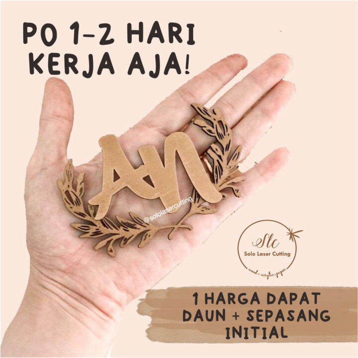 MDF DAUN & INITIAL INISIAL NAMA KAYU BORDER TANGKAI DAUN MDF PLYWOOD ...