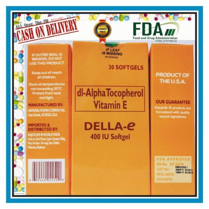 DELLA-e Vitamin E 400iu Softgel (30s) | Lazada PH