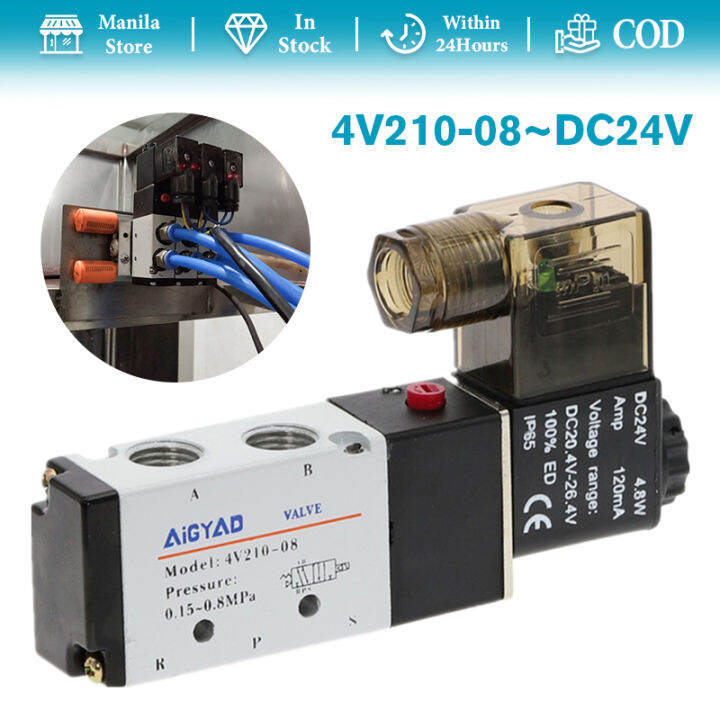 Pneumatic Solenoid Valve 4V2110-08 AC 220V Double Coil Pilot-Operated Electric 2 Position 5 Way ...