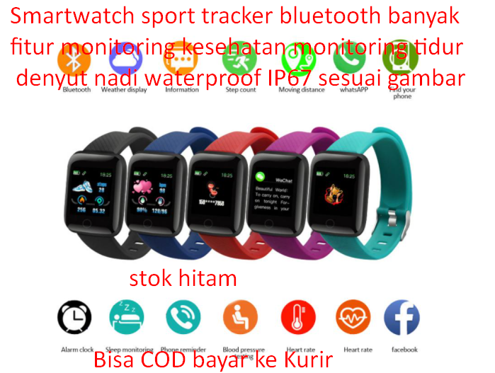 Smartwatch sport tracker bluetooth banyak fitur monitoring kesehatan ...