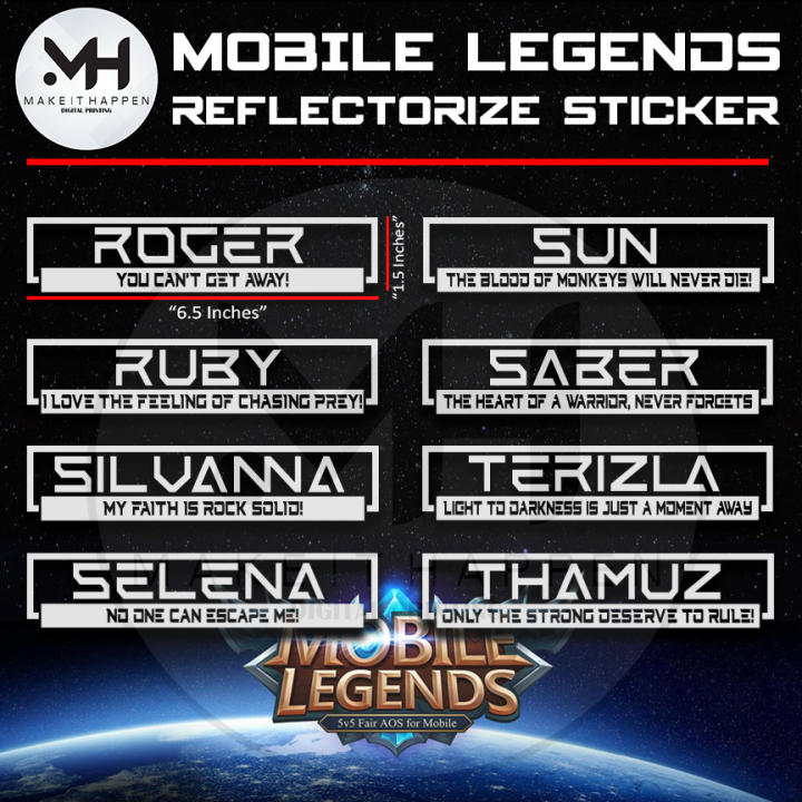 Mobile Legends 3m Reflectorized Decals Roger - Thamuz | Lazada PH