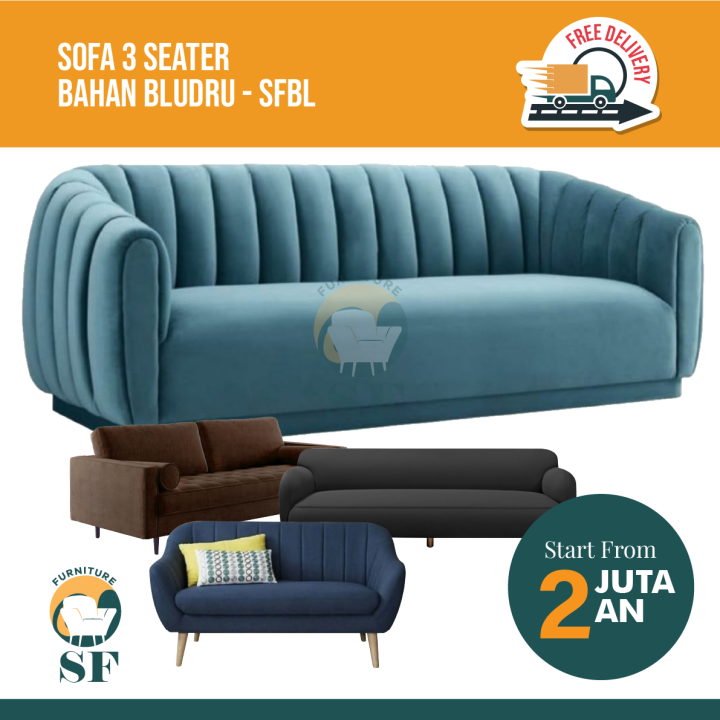Sofa minimalis 3 seater bahan bludru/ sofa retro bludru - SFBL | Lazada Indonesia