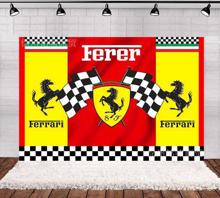 Racing Ferrari Birthday theme backdrop banner party decoration photo ...