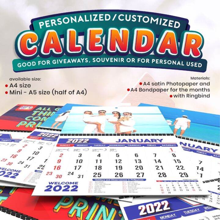 Rosen E Personalized 2022 Calendar A4 Size Flipped Hanging Calendar ...