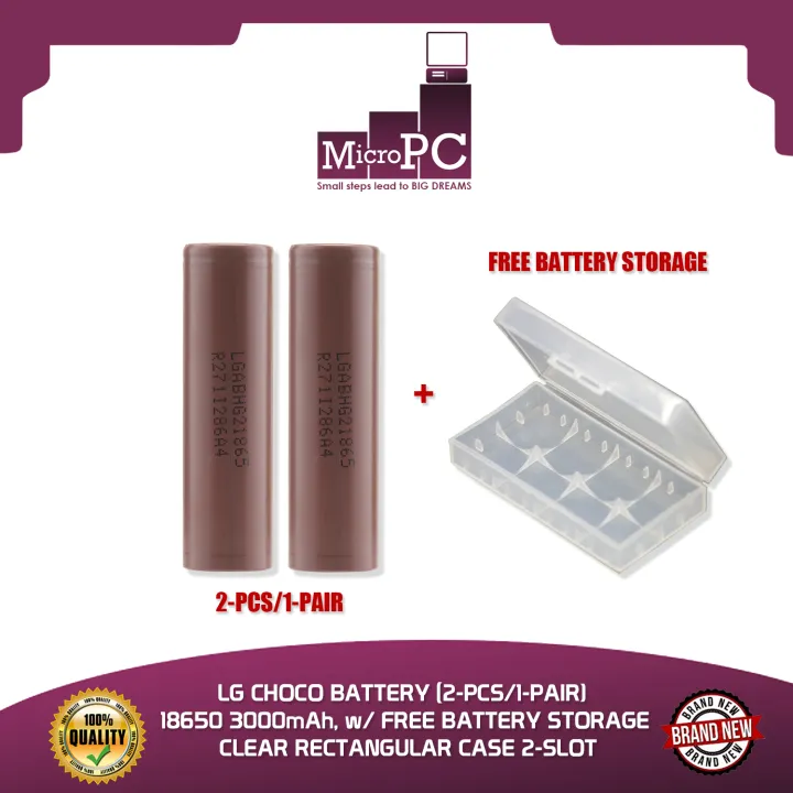 LG CHOCO BATTERY (2-PCS/1-PAIR) 18650 3000mAh, w/ FREE BATTERY STORAGE ...