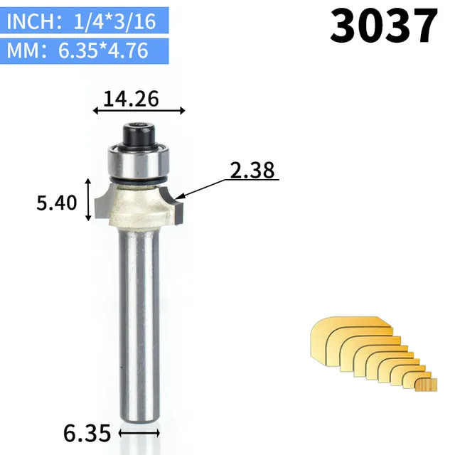 HUHAO 1pcs Round-Over Router Bits for wood Woodworking Tool 2 flute ...